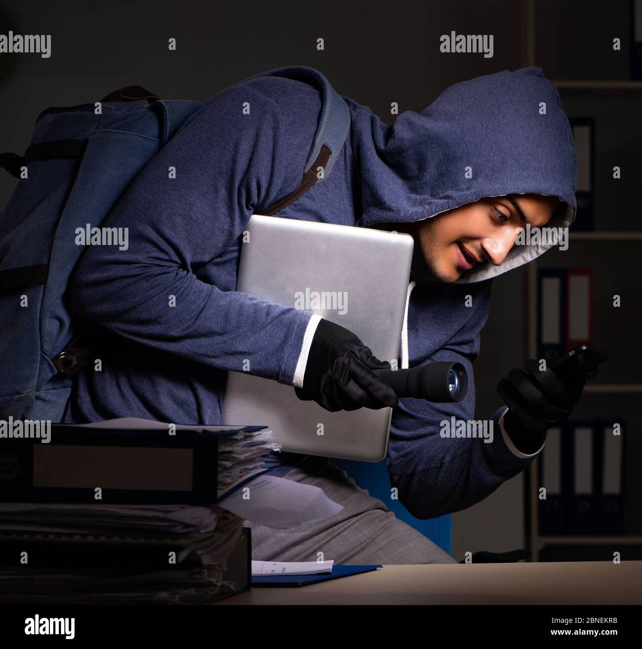 The thief trying to steal personal data in identity theft concept Stock ...