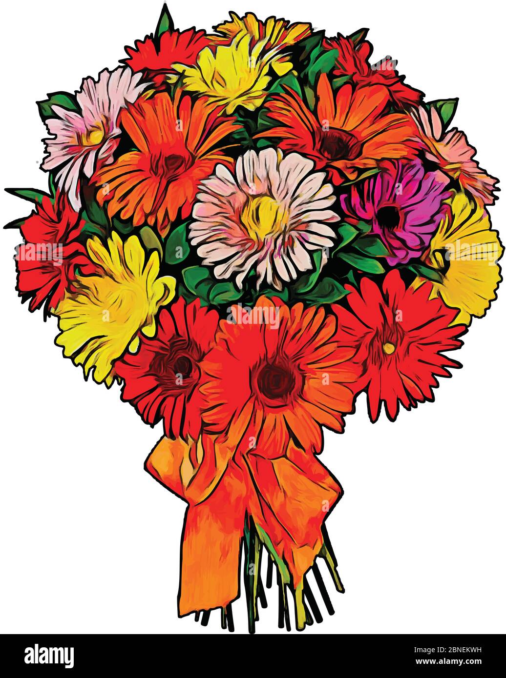 Bouquet of Daisies Vector Illustration Stock Vector Image & Art - Alamy