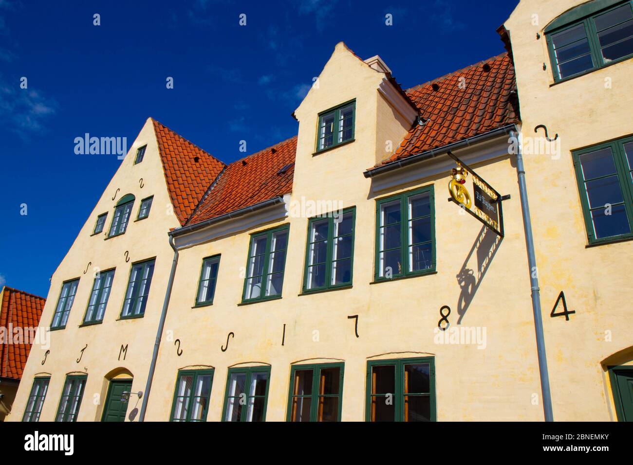 old yellow houses of old town Dragor, Denmark Stock Photo - Alamy