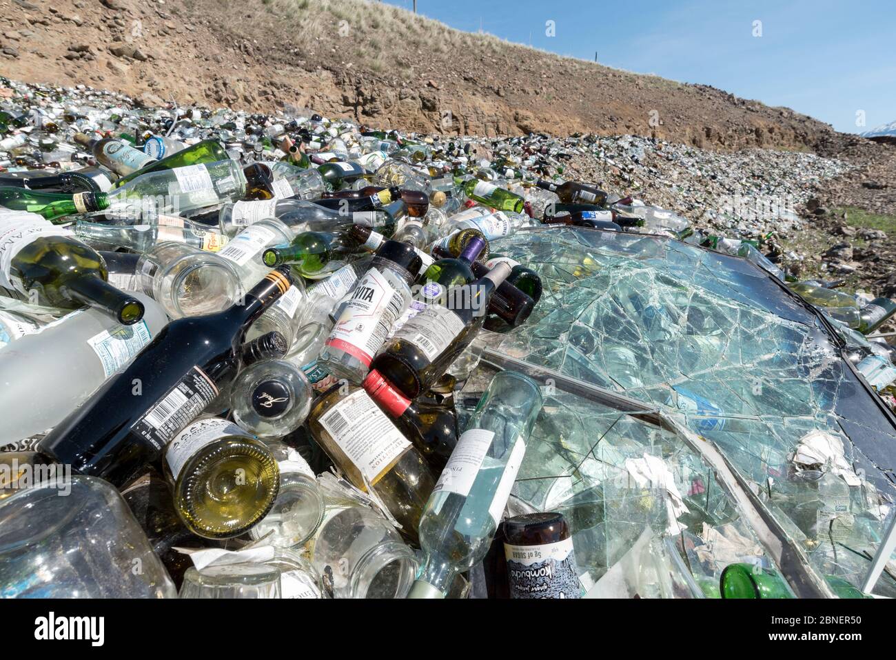 Glass pile at the Ant Flat Landfill in Wallowa County, Oregon Stock ...