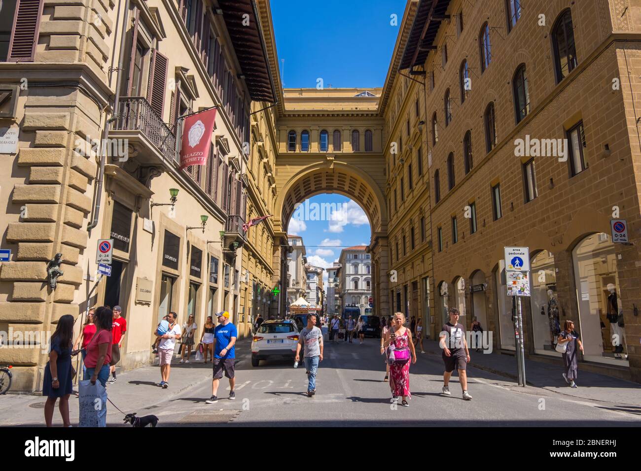 Florence, Italy - August 16, 2019: Street view in historic center of ...