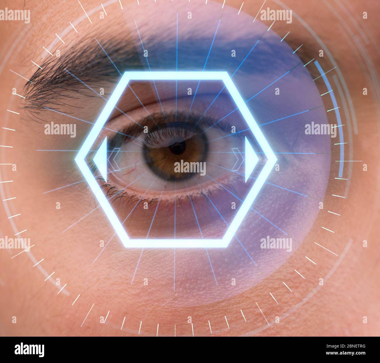 The concept of sensor implanted into human eye Stock Photo - Alamy