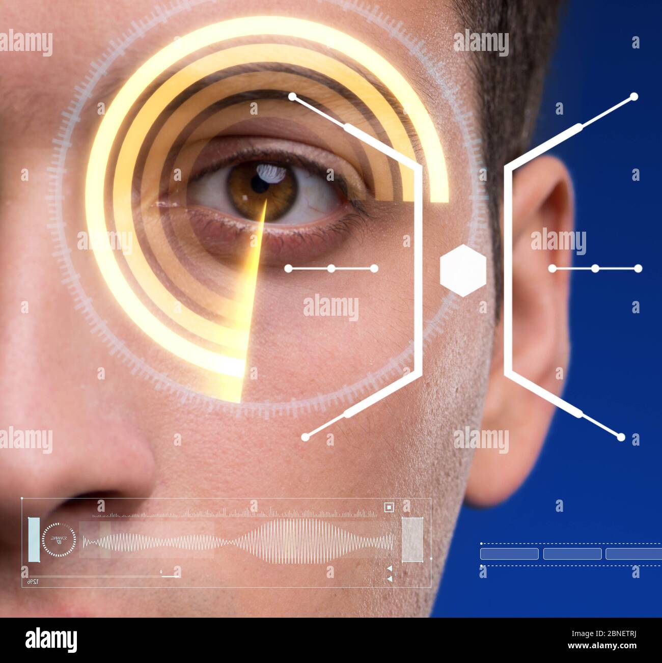 The concept of sensor implanted into human eye Stock Photo - Alamy