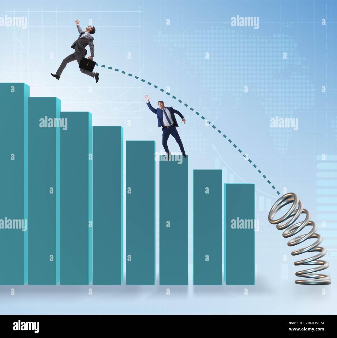 The businessman outperforming his competition jumping over Stock Photo ...