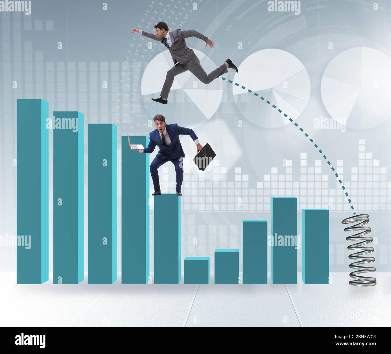 Leapfrogging businessman hi-res stock photography and images - Alamy
