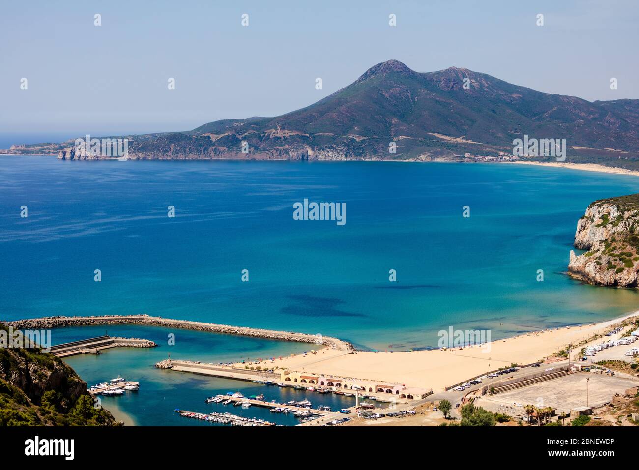 View abbove a small town by the sea in Sardinia Stock Photo - Alamy