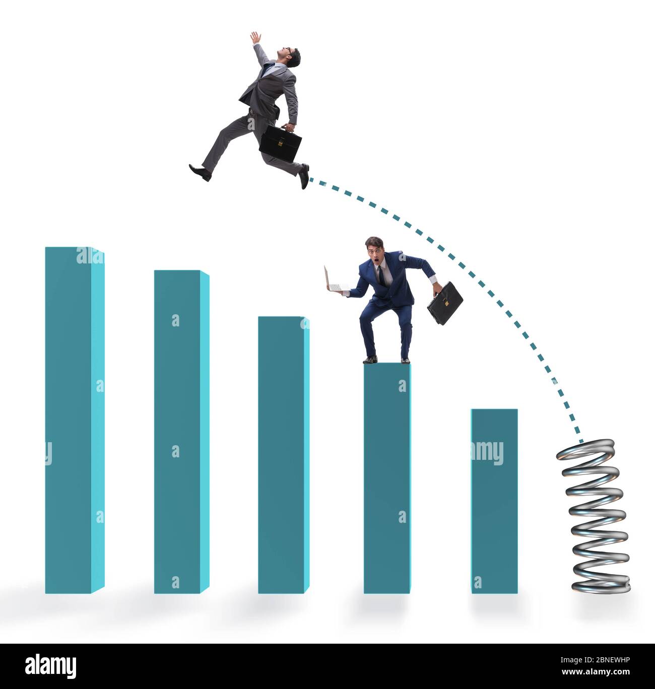 The businessman outperforming his competition jumping over Stock Photo ...