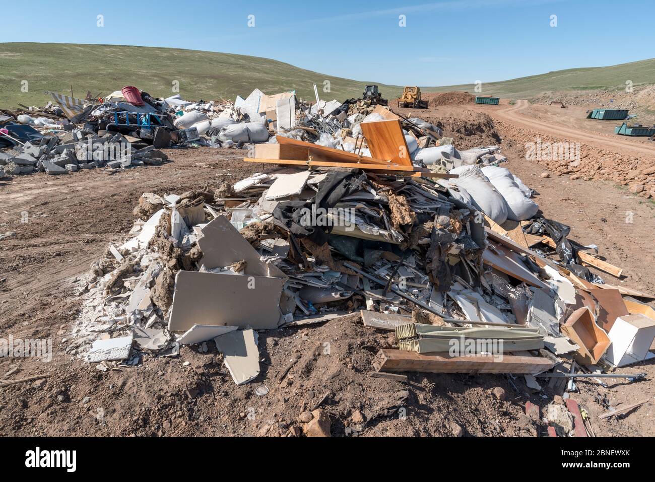 Construction waste at the Ant Flat Landfill in Wallowa County, Oregon ...