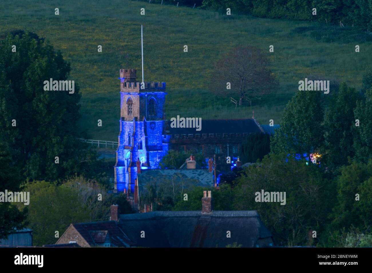 Broadwindsor, Dorset, UK. 14th May 2020. St John the Baptist Church at ...