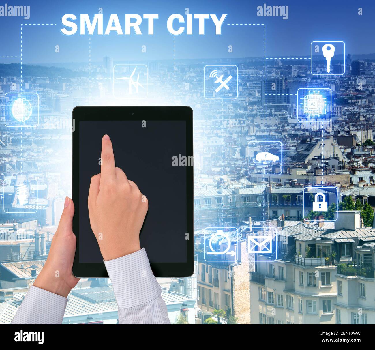 The smart city in innovation concept Stock Photo - Alamy