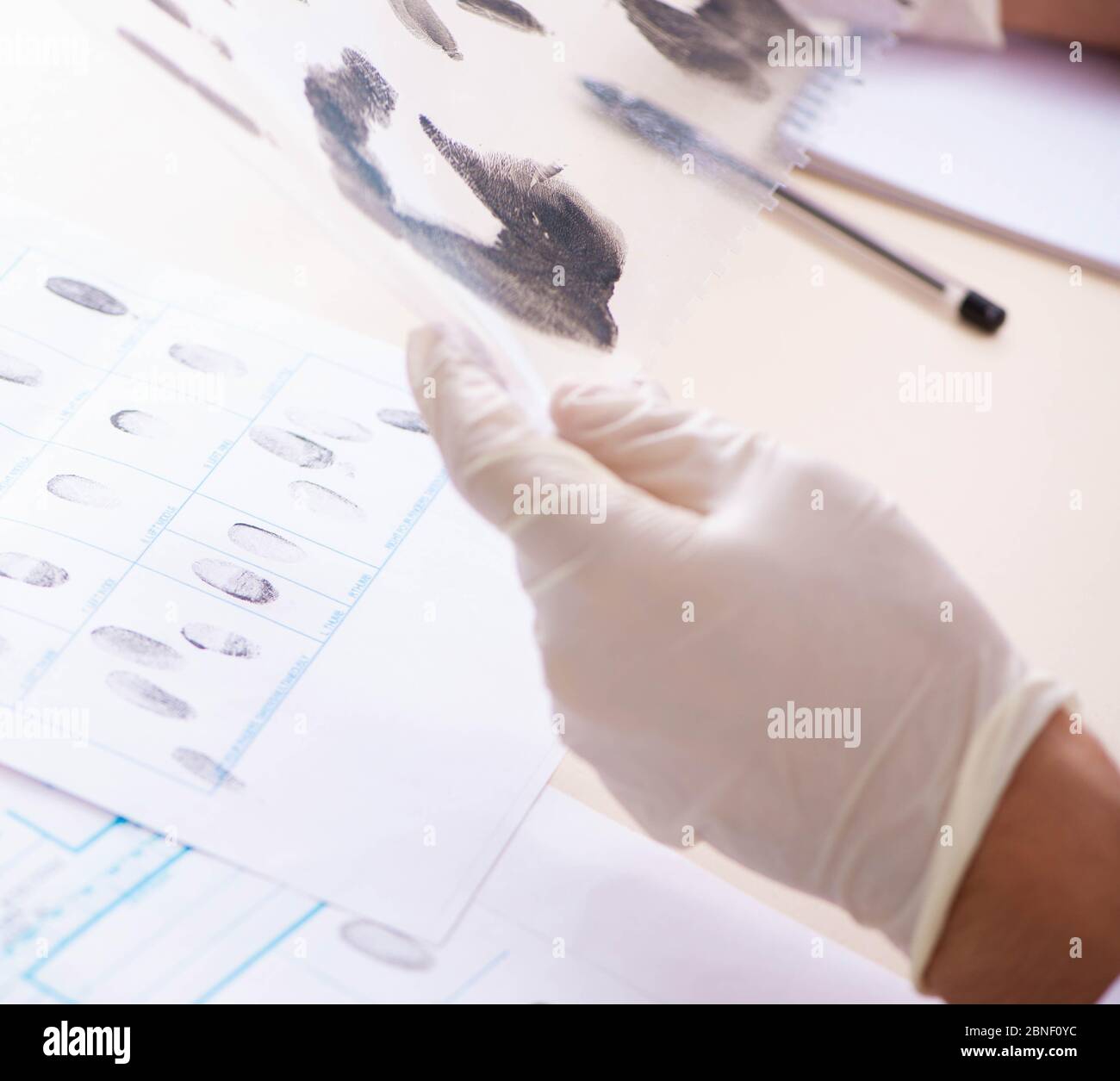 The forensic expert studying fingerprints in the lab Stock Photo - Alamy