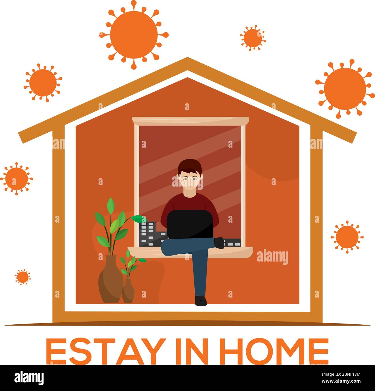 Stay in home poster Stock Vector Image & Art - Alamy