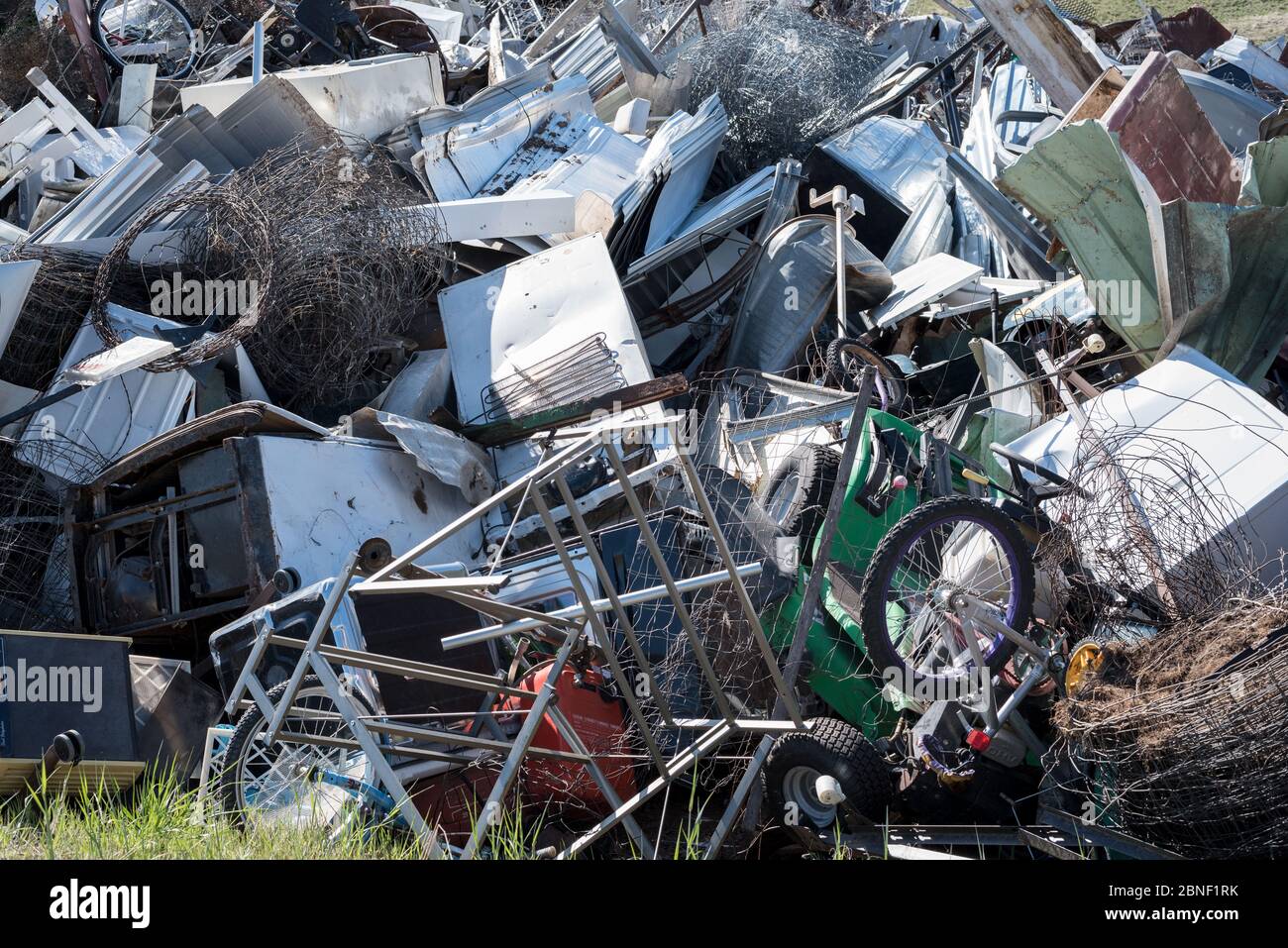 Scrap metal pile at the Ant Flat Landfill in Wallowa County, Oregon ...