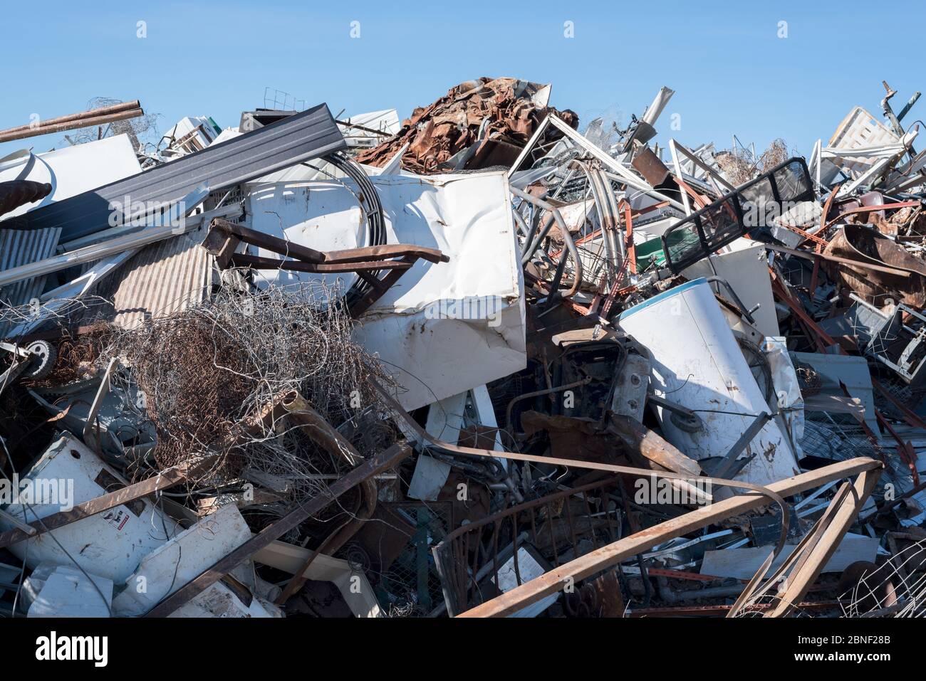 Scrap metal pile at the Ant Flat Landfill in Wallowa County, Oregon ...