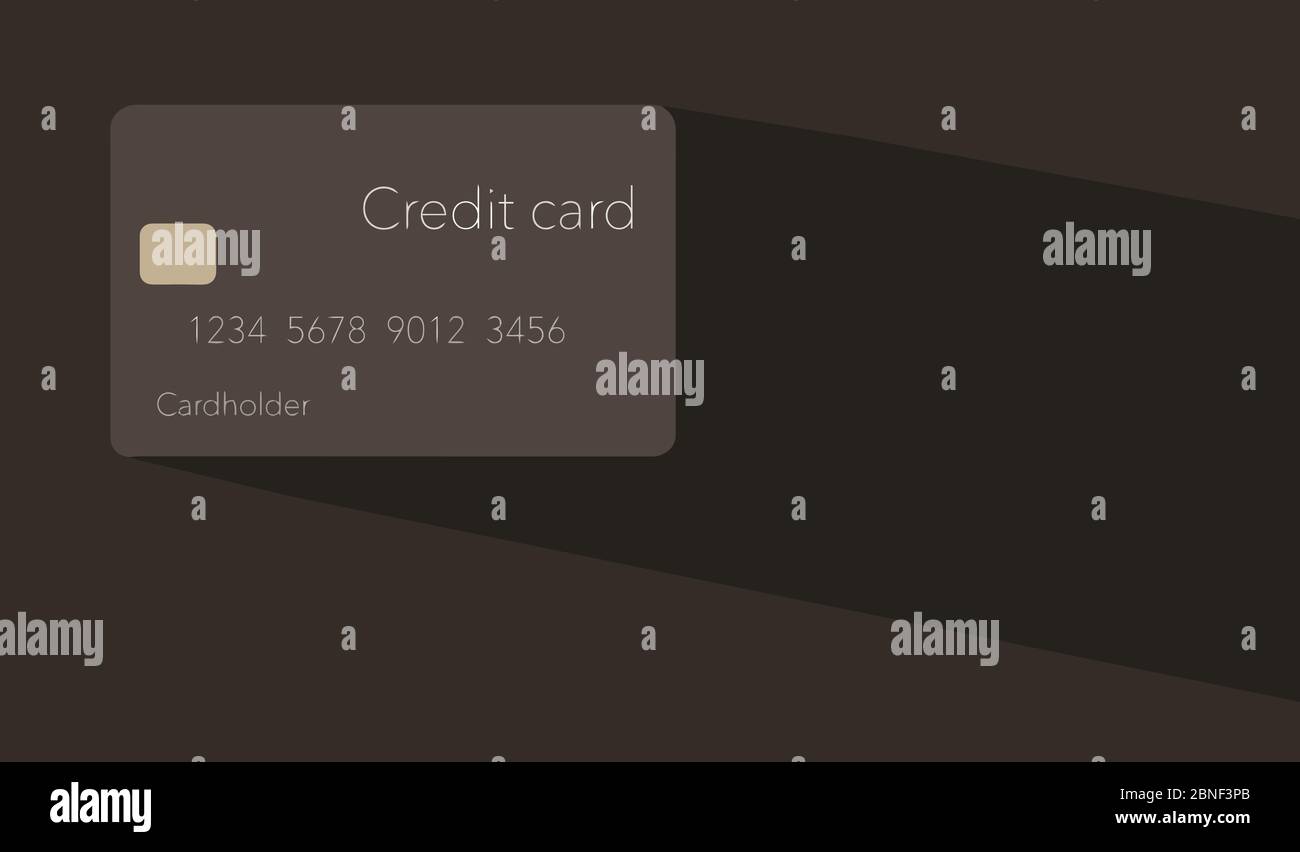 A generic brown credit card is seen on a darker brown background. The ...