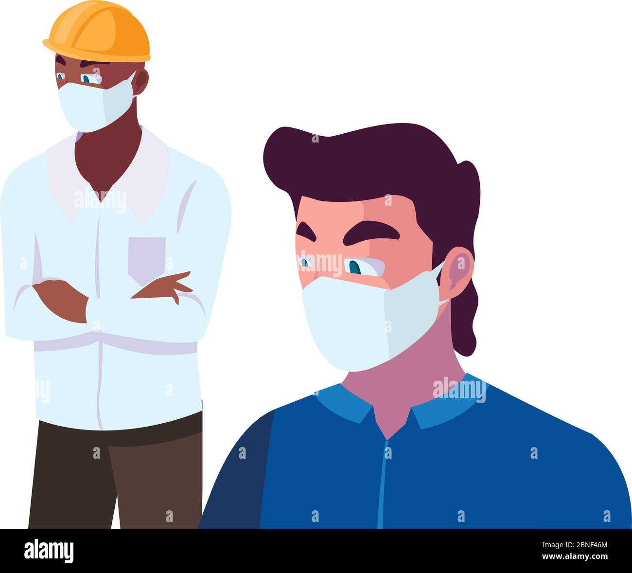 engineer and operator using mask vector illustration desing Stock ...