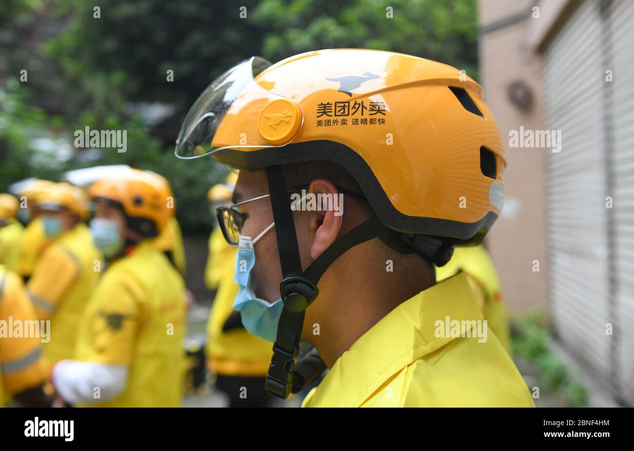 At a site of Meituan Food Delivery, deliverymen are taking everyday's ...