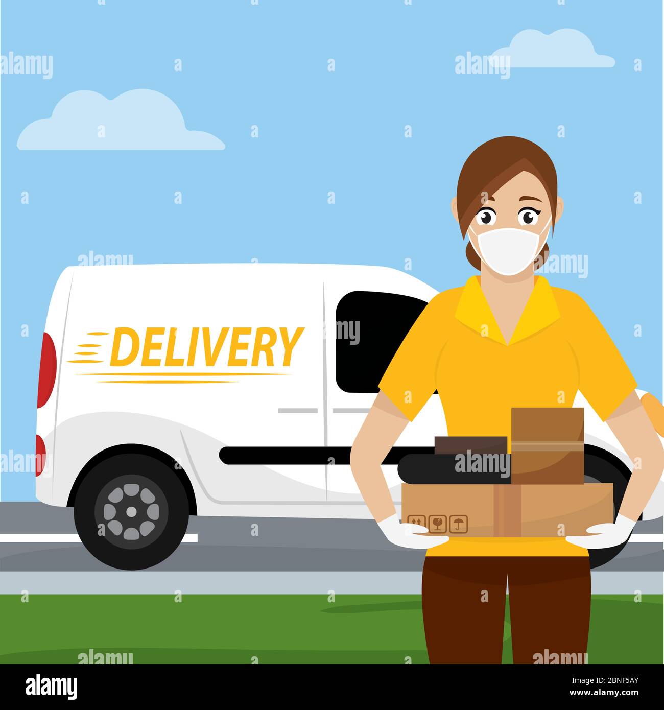 Delivery woman with a package Stock Vector Image & Art - Alamy