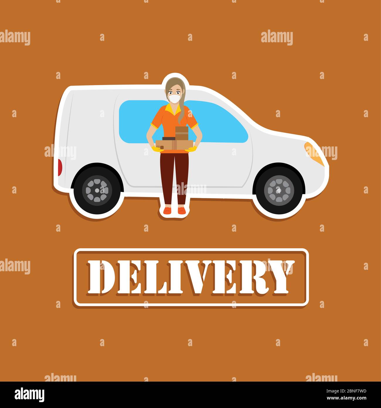 Food delivery courier giving woman Stock Vector Images - Alamy