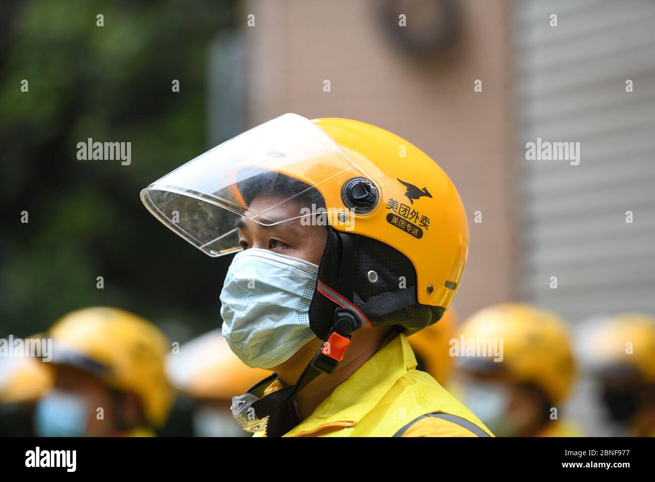 At a site of Meituan Food Delivery, deliverymen are taking everyday's ...