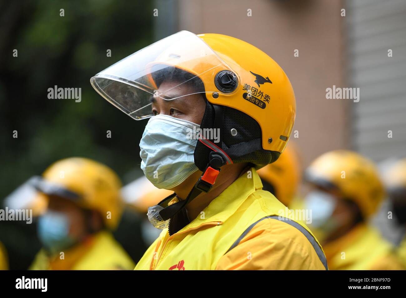 At a site of Meituan Food Delivery, deliverymen are taking everyday's ...