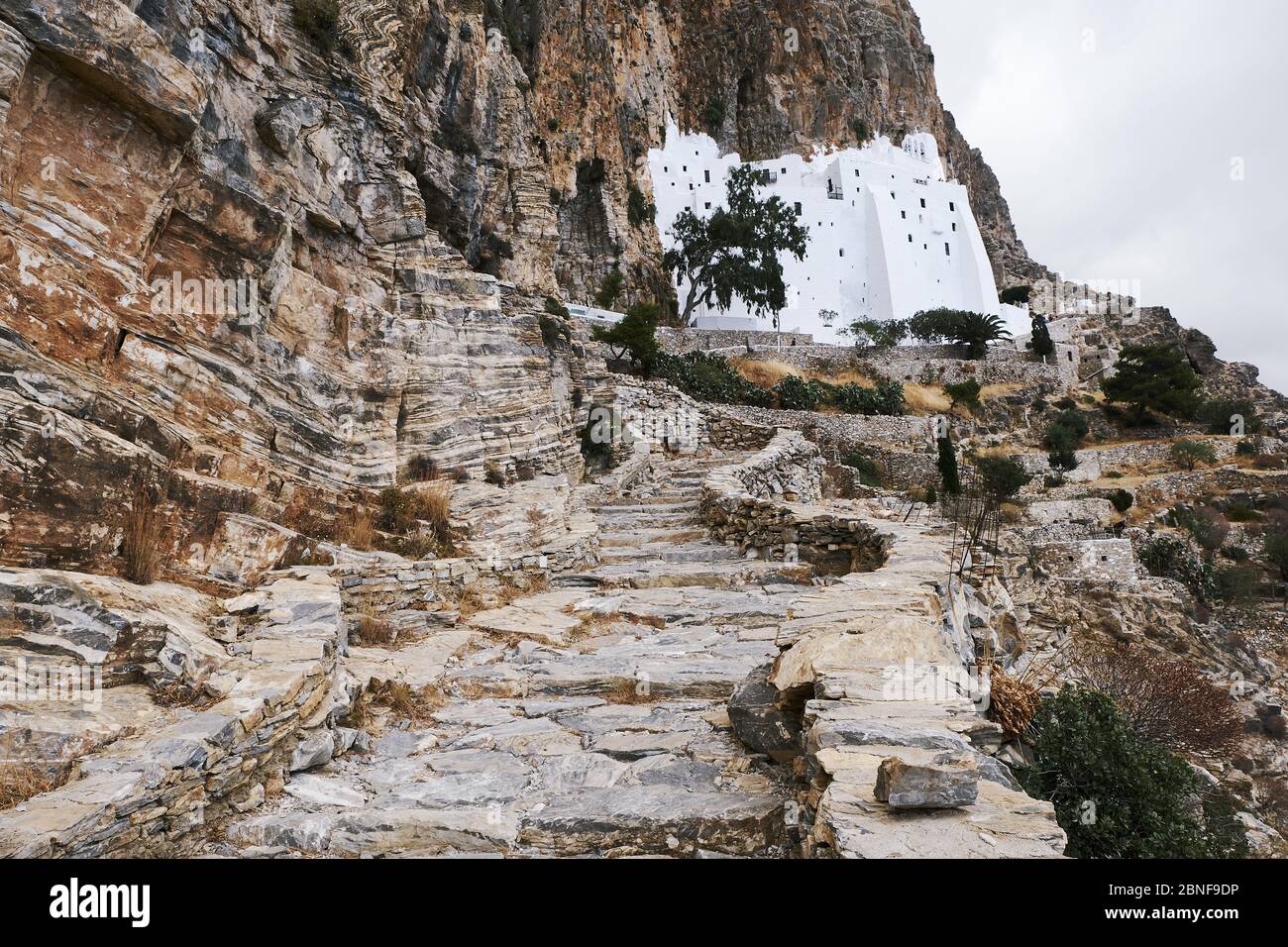 Monastery of Panagia Hozoviotissa in Amorgos island, Greece Stock Photo ...