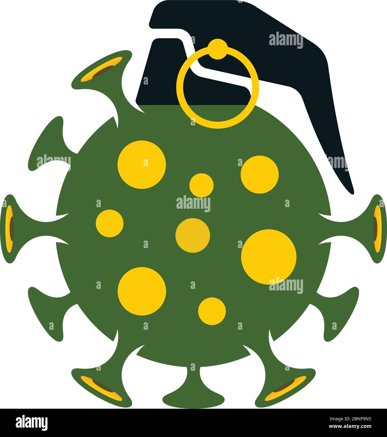 Covid-19 grenade bomb vector icon. Bomb shaped spotted Coronavirus ...