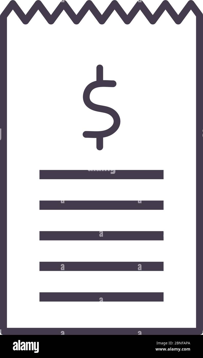 receipt paper with dollar symbol line style icon of money financial ...