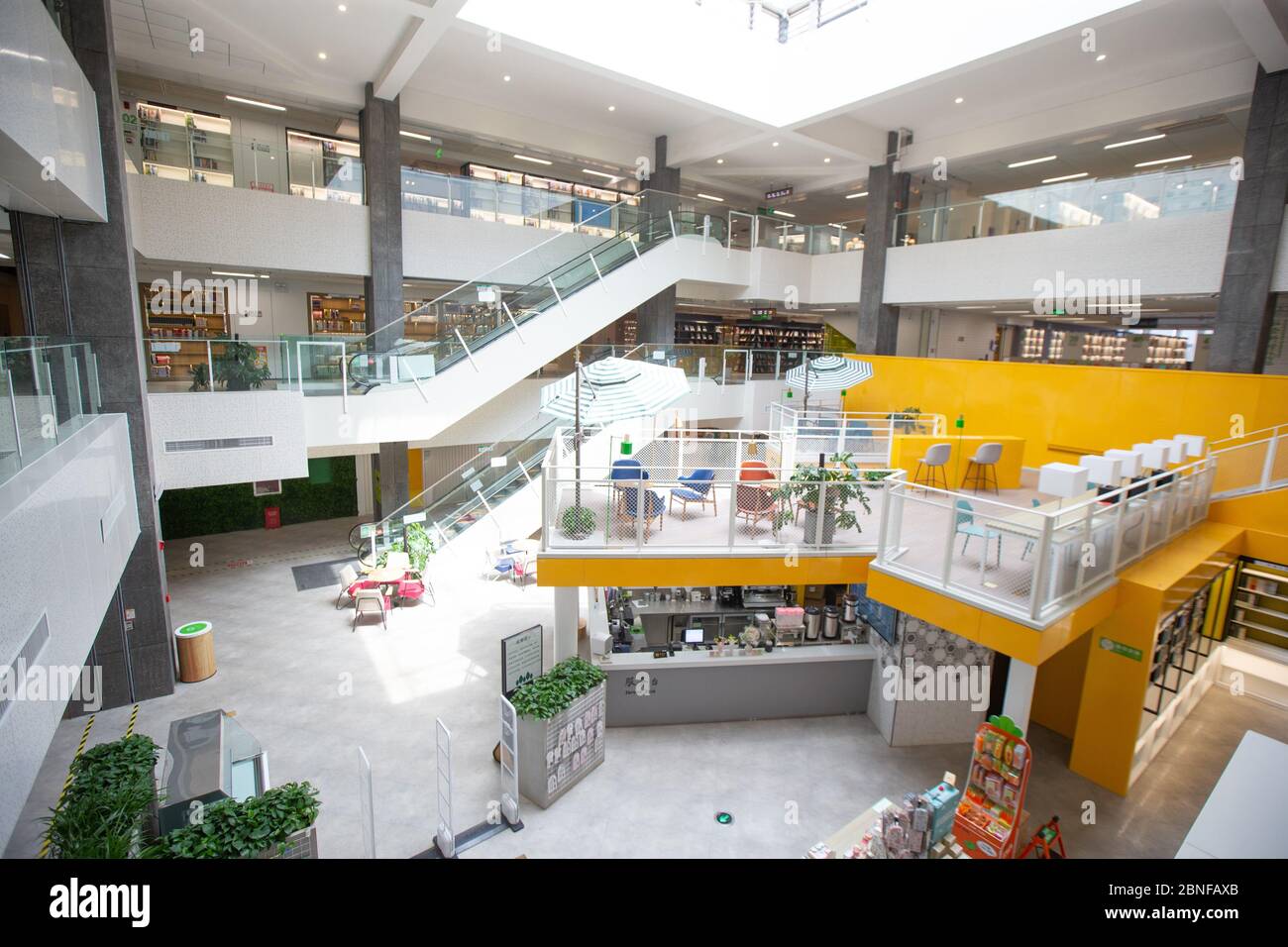 The inside view of Lu'an Library, which just reopens to the public and ...