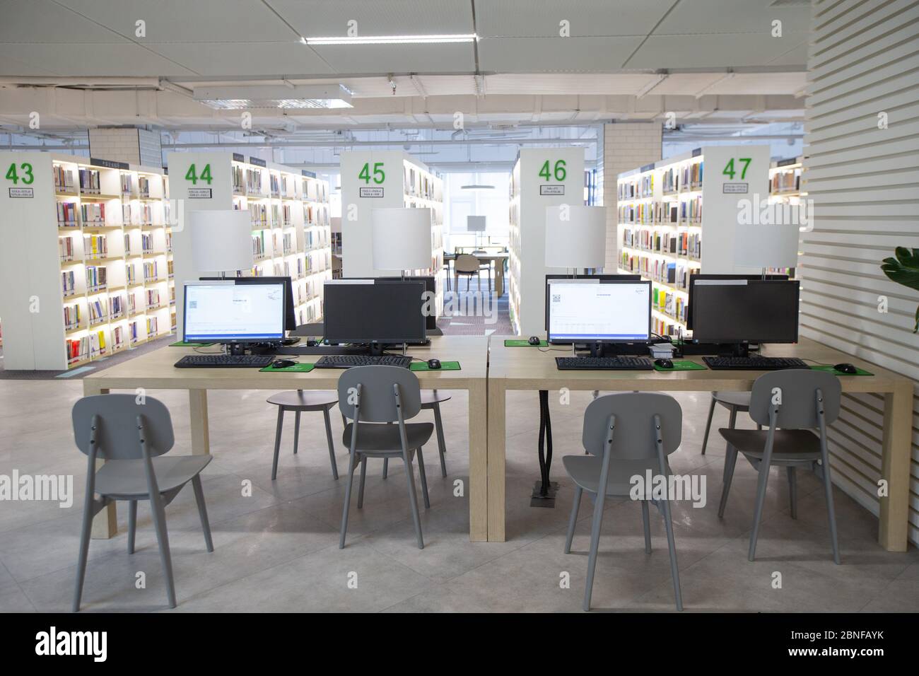 The inside view of Lu'an Library, which just reopens to the public and ...
