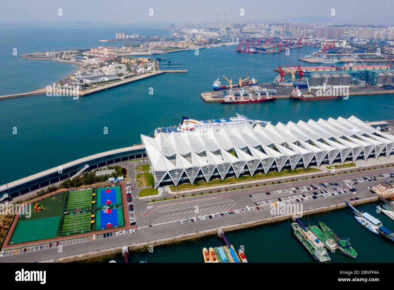 An aerial view of Qingdao Cruise Terminal, Qingdao city, east China's ...