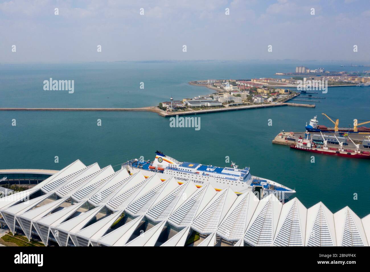 An aerial view of Qingdao Cruise Terminal, Qingdao city, east China's ...
