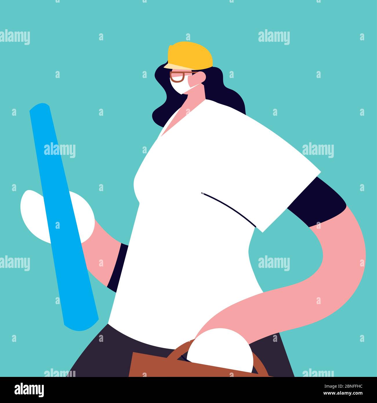 engineer woman with face mask and uniform vector illustration design ...