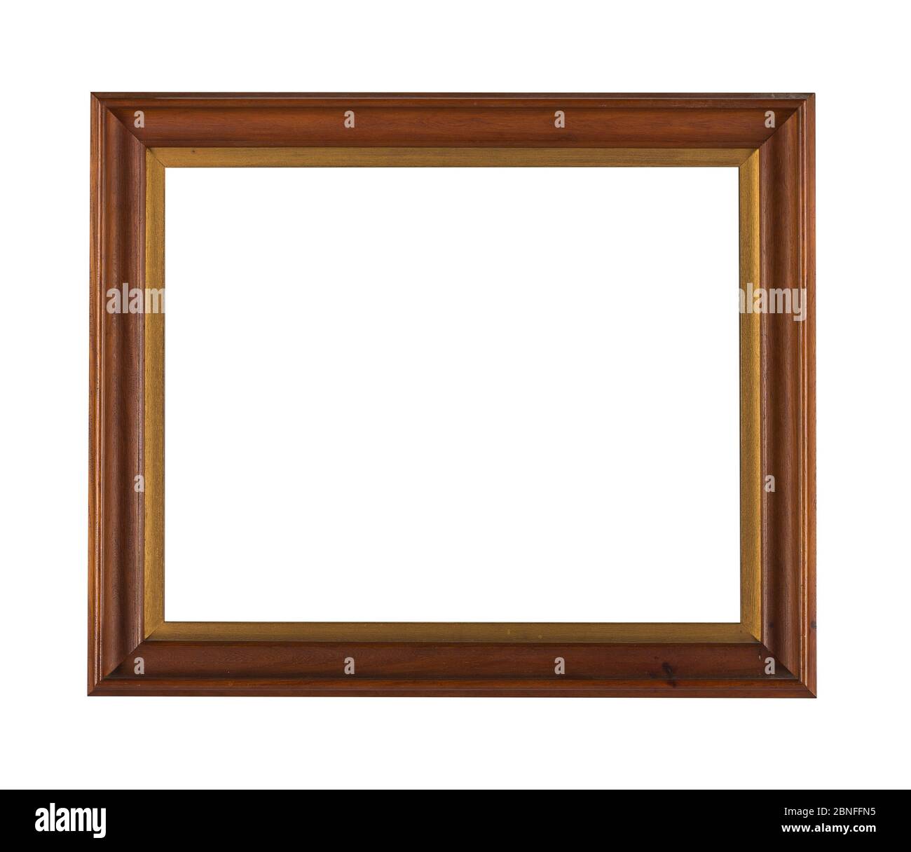 Simple wooden frame under the lights isolated on a white background ...
