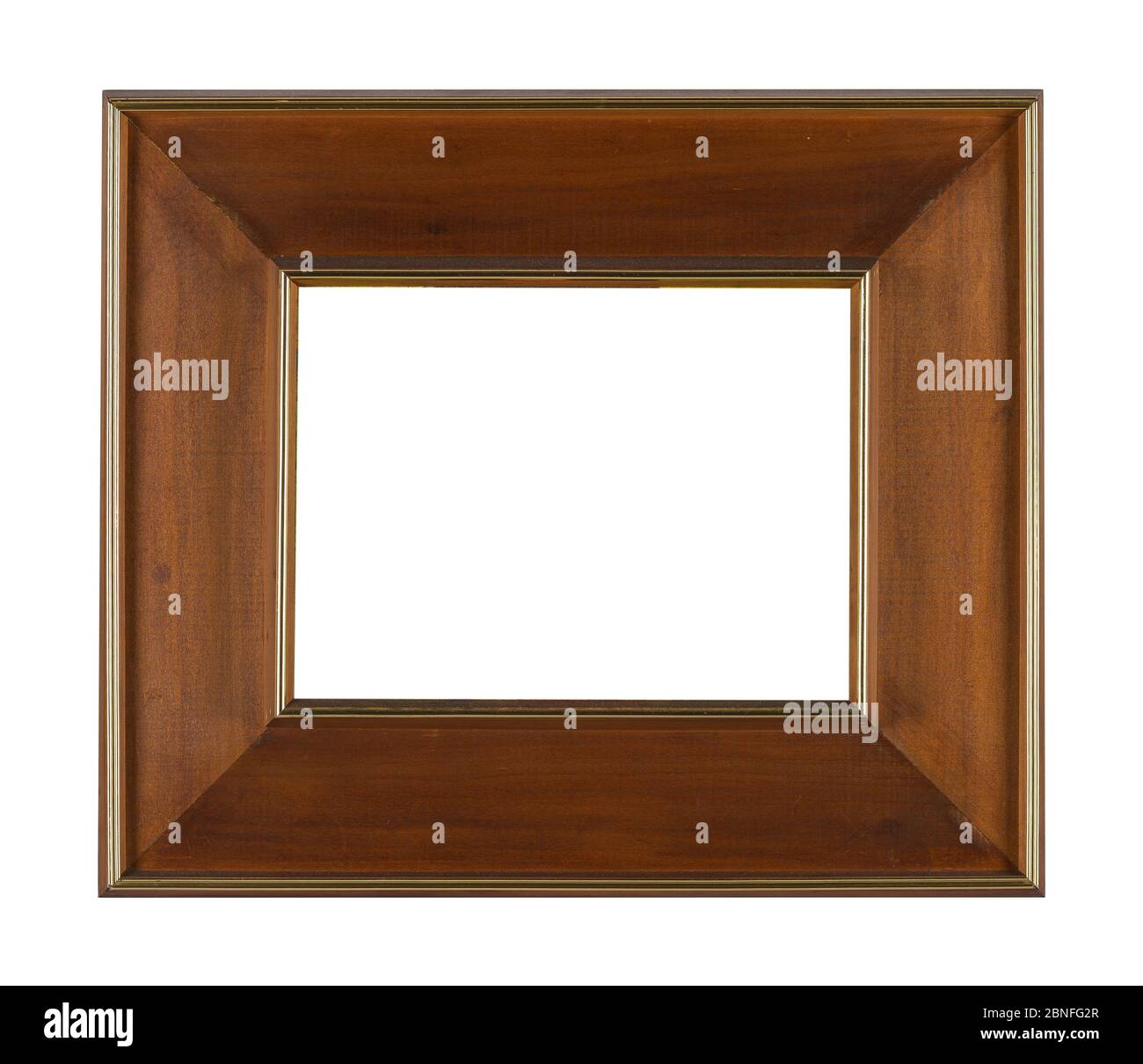 Simple dark wooden frame under the lights isolated on a white ...