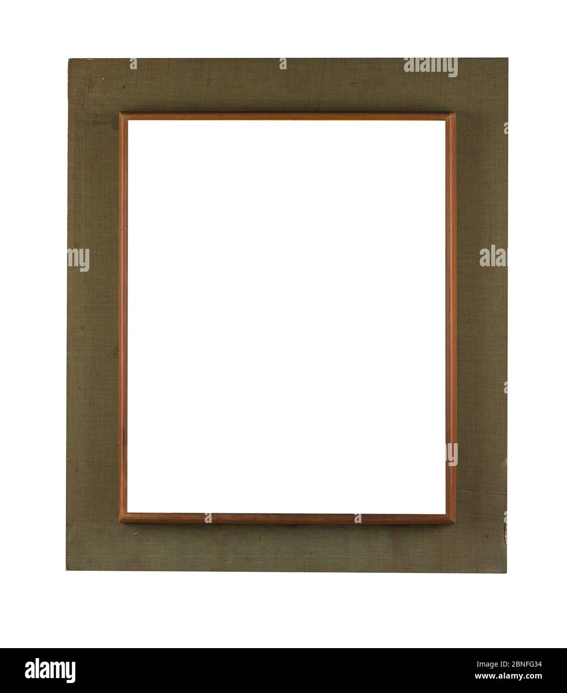Simple dark wooden frame under the lights isolated on a white ...