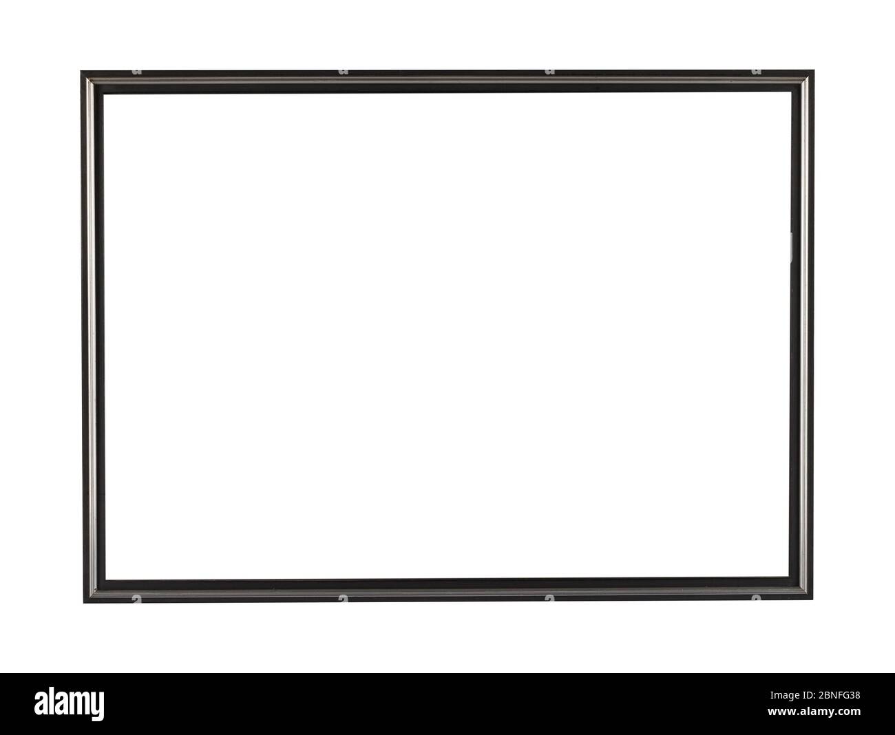 Simple dark wooden frame under the lights isolated on a white ...