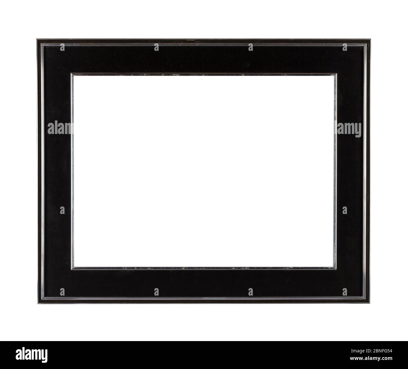 Simple dark wooden frame under the lights isolated on a white ...