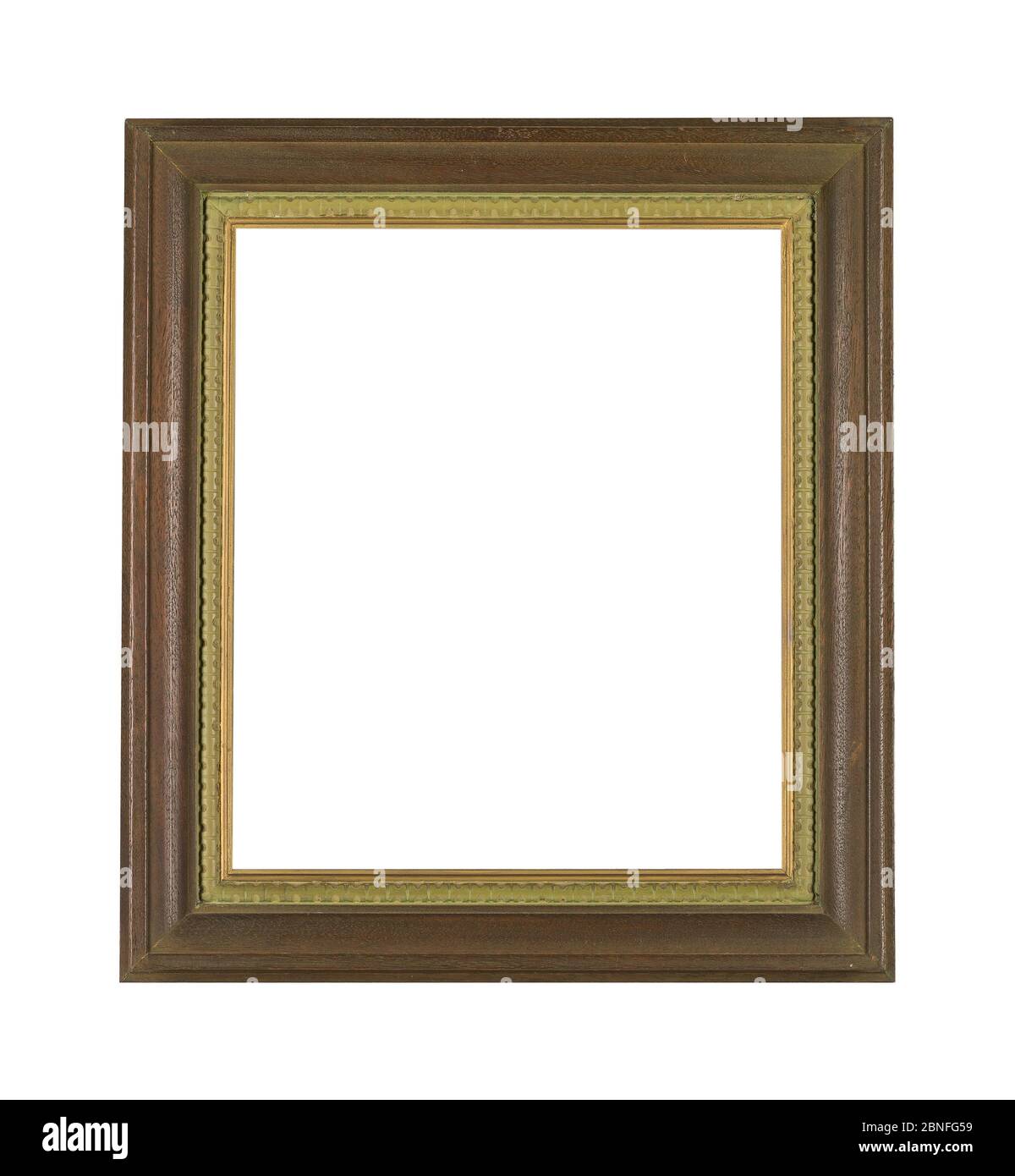 Brown wooden vintage frame for a photo on white background Stock Photo ...