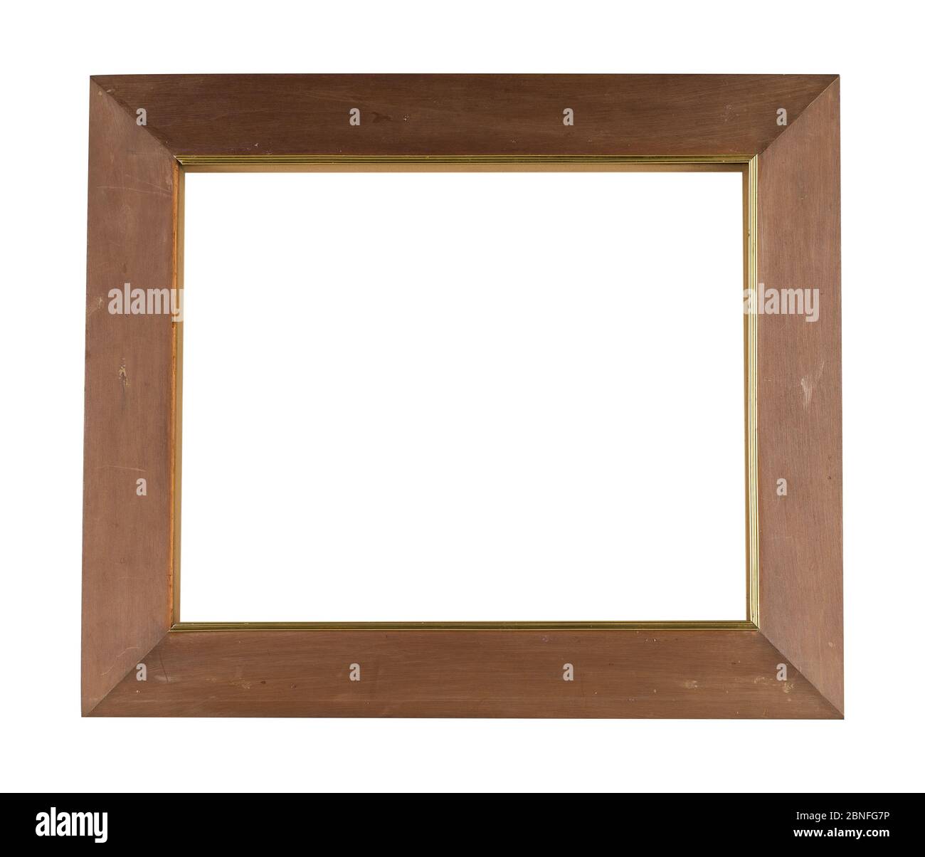 Simple wooden frame under the lights isolated on a white background ...