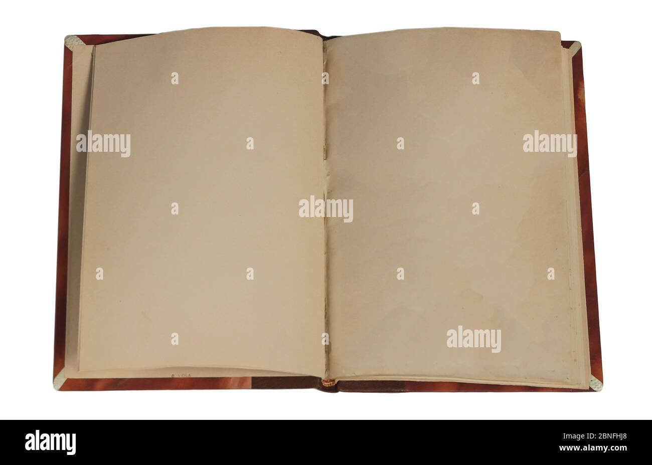 Old vintage open journal under the lights isolated on a white ...
