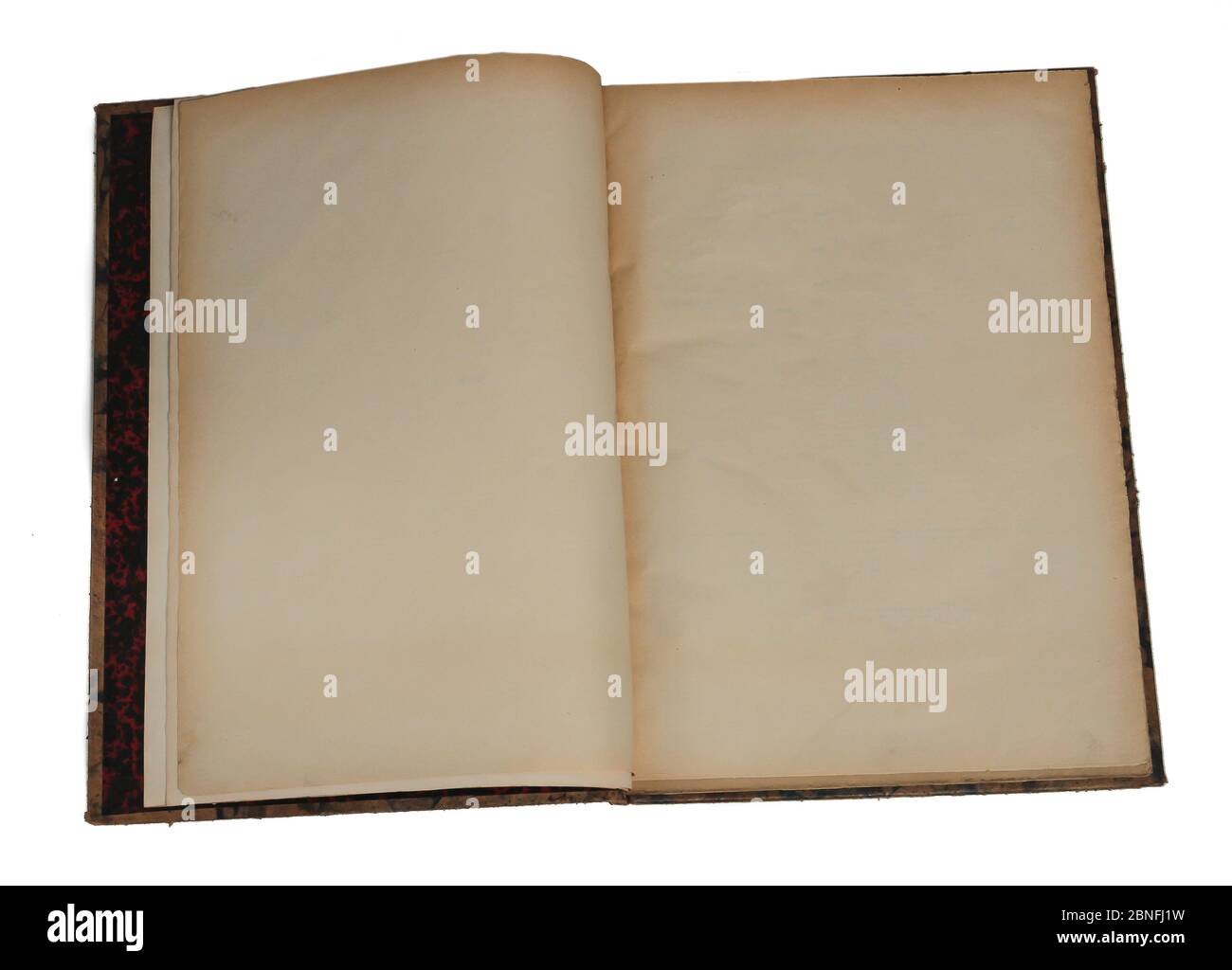 Old vintage open journal under the lights isolated on a white ...