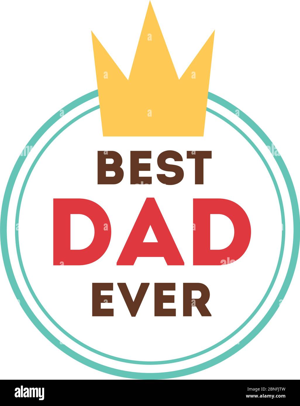 happy fathers day seal with king crown flat style Stock Vector Image ...