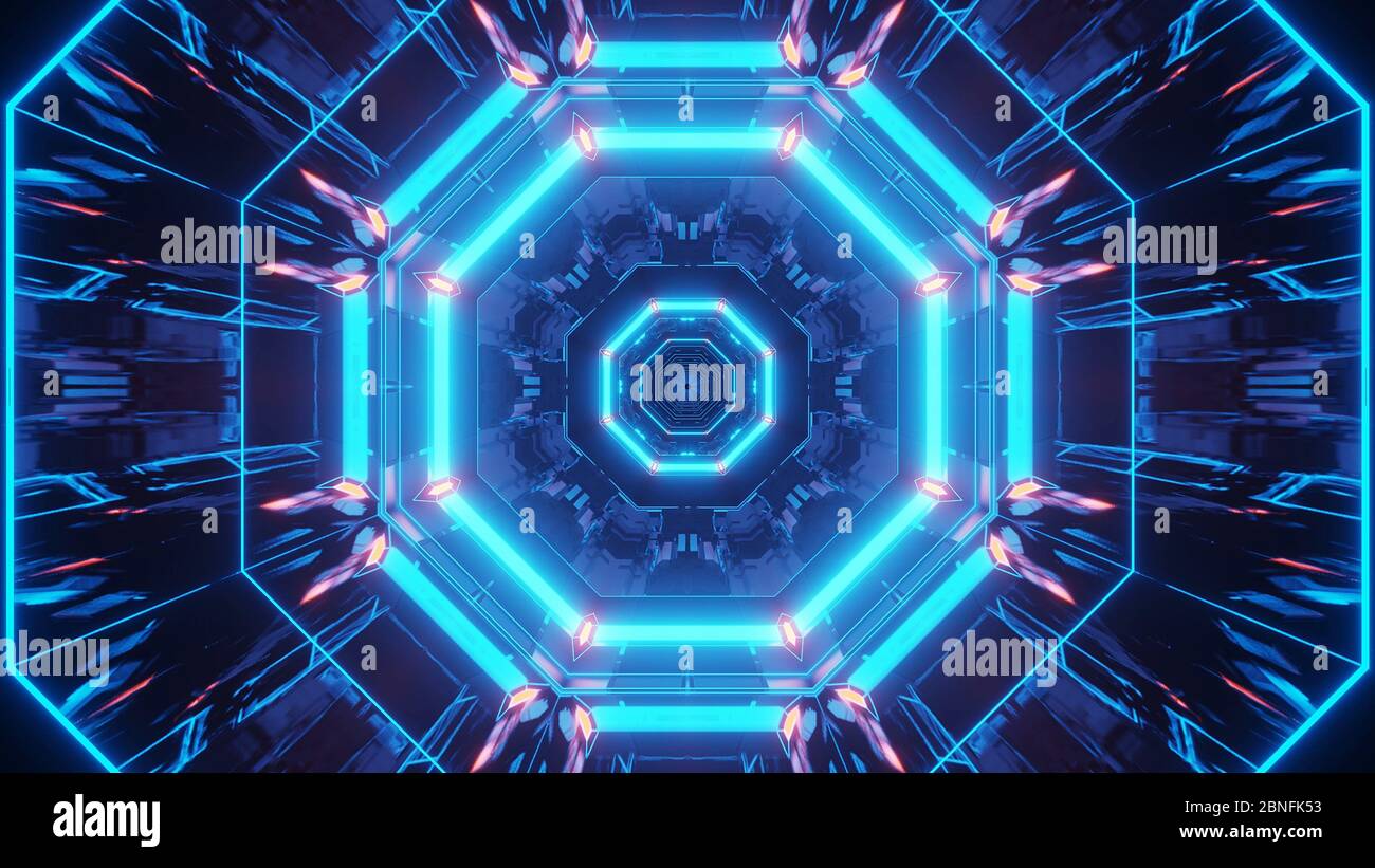 Futuristic background with blue neon laser lights Stock Photo - Alamy