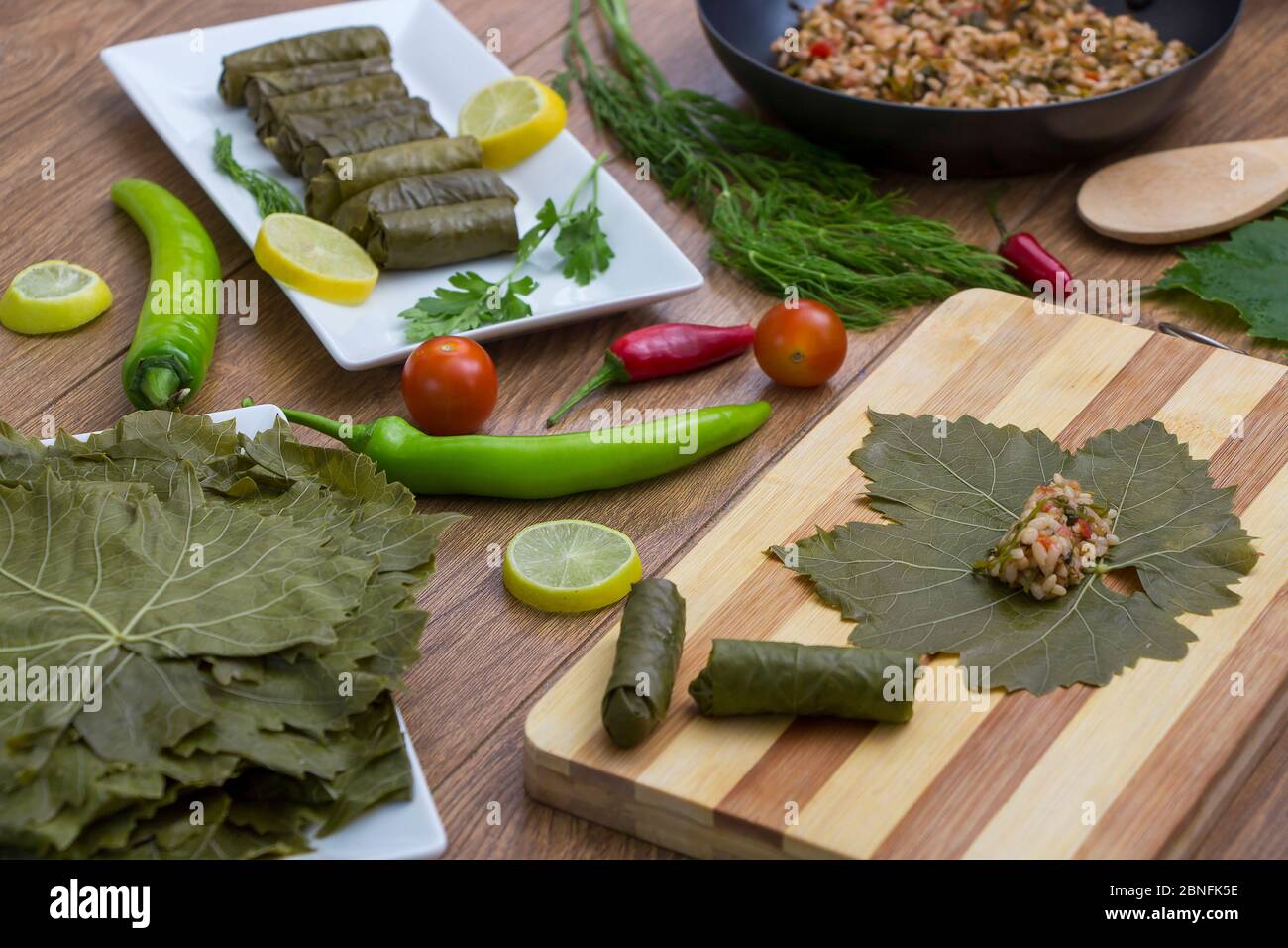 Ingredients of Mahshi or Mahshy - Egyptian traditional cuisine - Grape ...