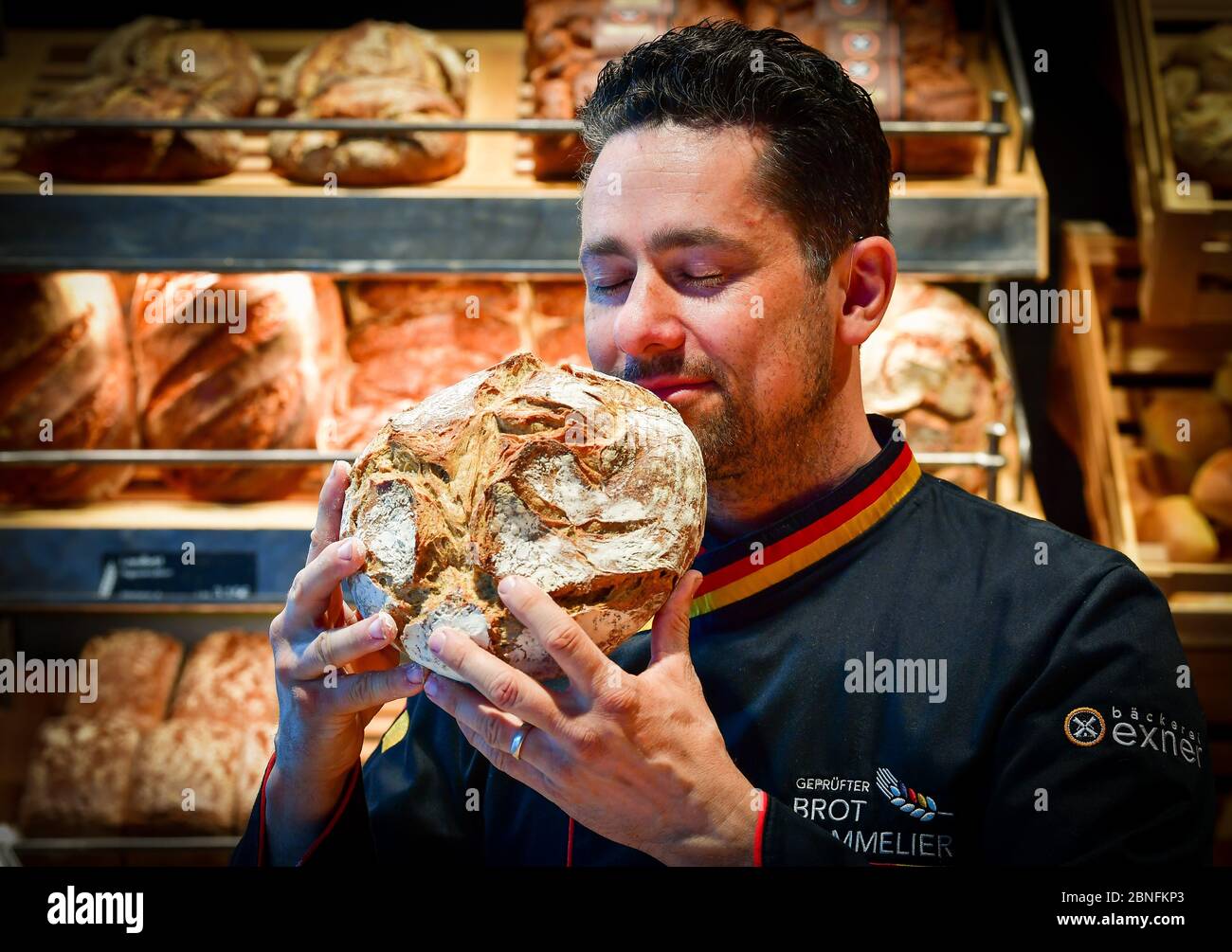 Potsdam, Germany. 11th May, 2020. Tobias Exner, owner of the bakery ...
