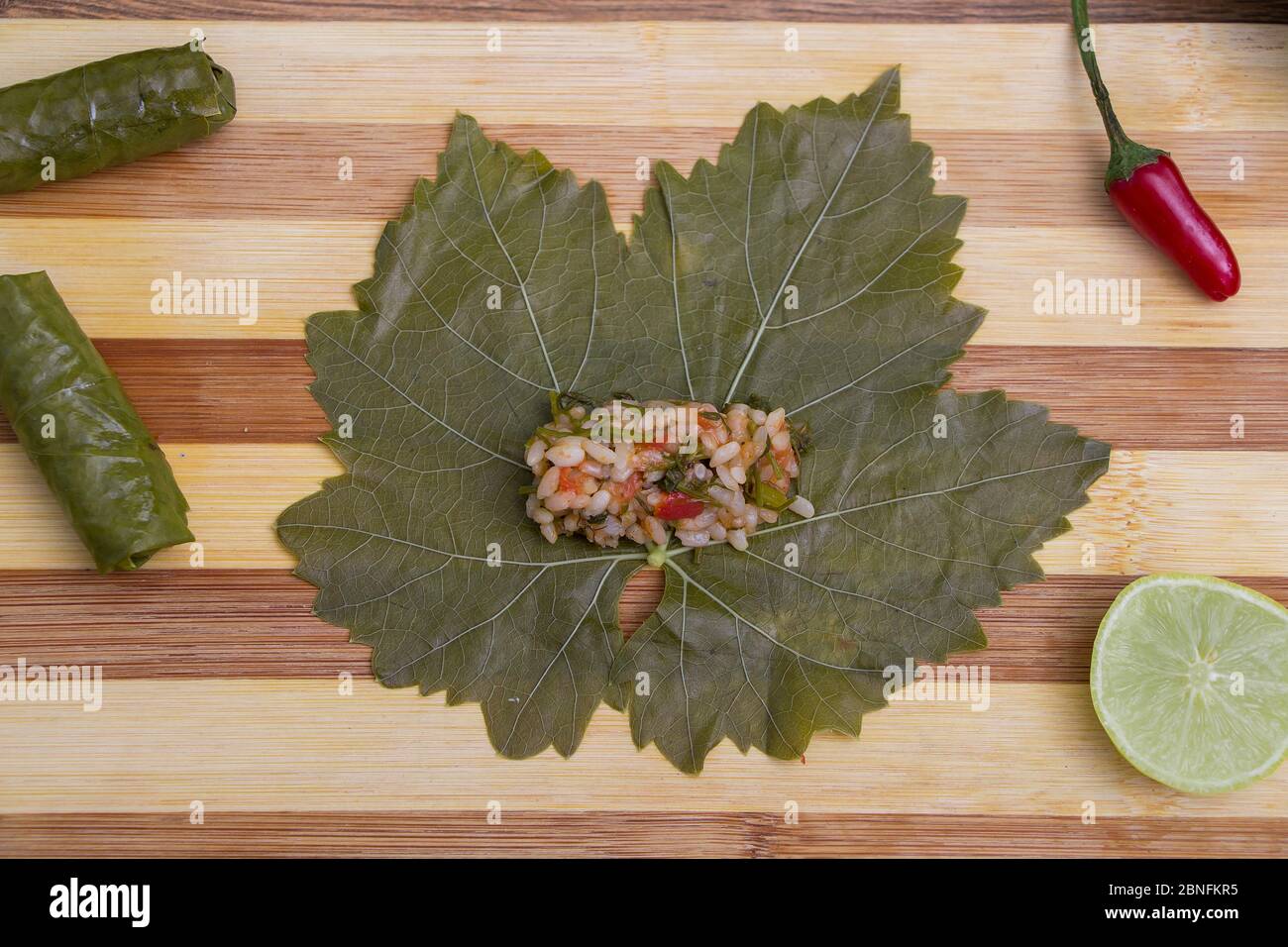 Mahshi or Mahshy - Egyptian traditional cuisine - Grape leaves stuffed ...