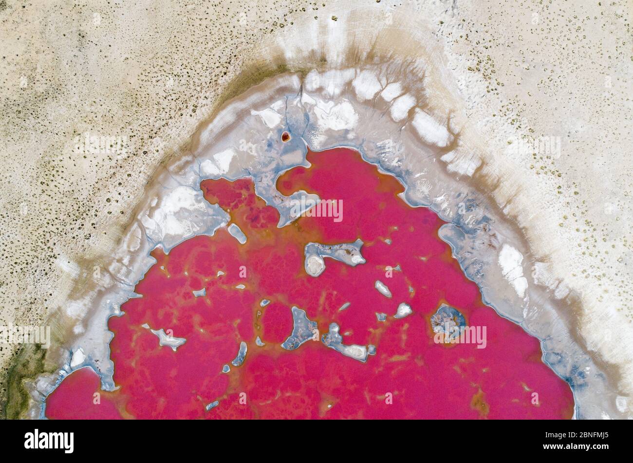 Alxa, China. 14th May, 2020. The beautiful red salt lake Geletu lake in ...