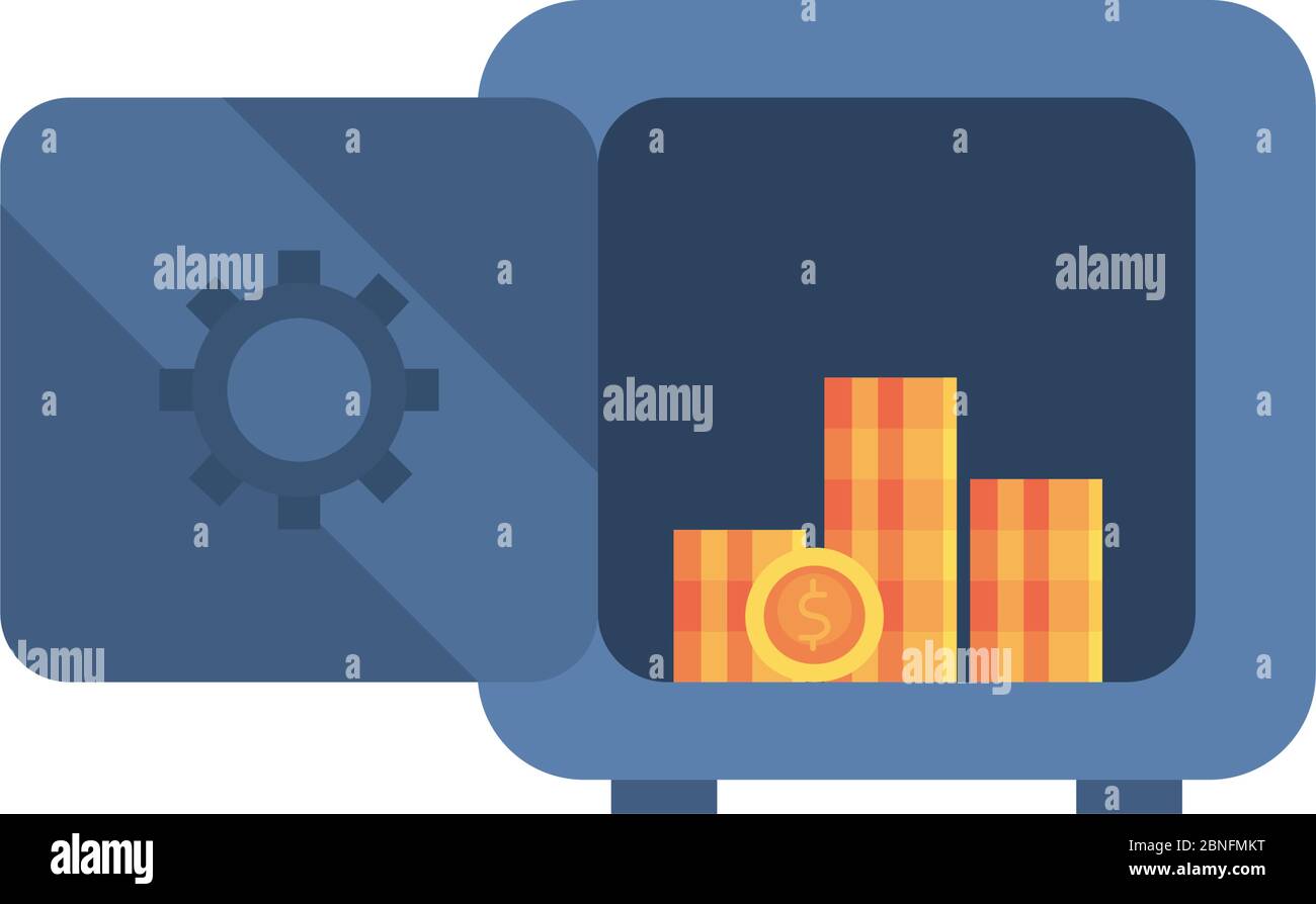 coins inside strongbox flat style icon of money financial banking ...