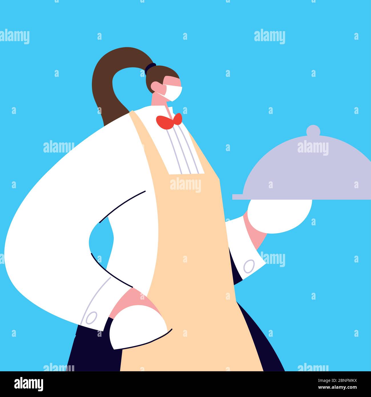 Waitress restaurant mask Stock Vector Images - Alamy
